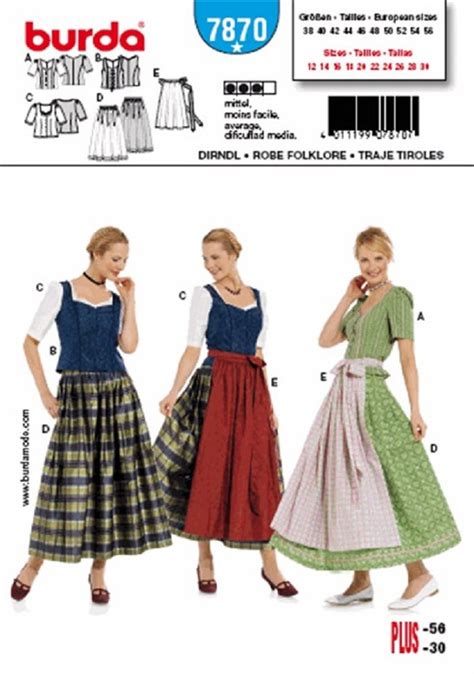 Burda Dirndl Folk Octoberfest Costume Sewing Patterns Your Etsy
