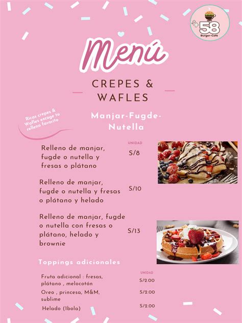 Menú Mini Donas Ilustrado Rosa Pdf
