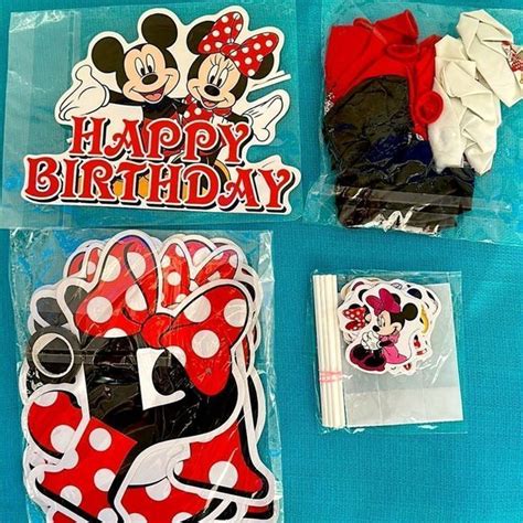 Other Redblack And White Mickey Minnie Birthday Party Decorations