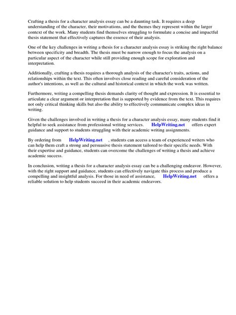 How To Write A Thesis For A Character Analysis Essay Pdf Essays Thesis