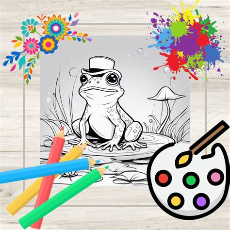 Dibujo para colorear de ranas con sombreros de copa dibujos Etsy México
