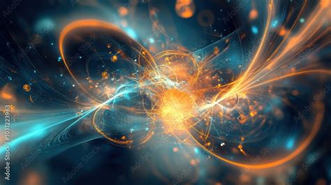 Abstract Representation Of Quantum Superposition Overlapping Wave