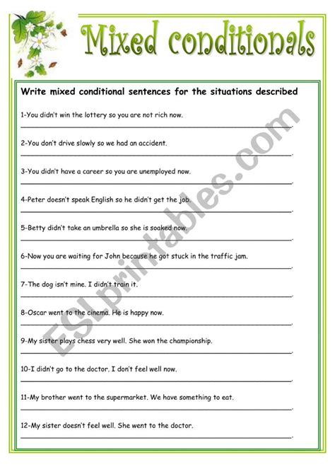 Mixed Conditionals Esl Worksheet By Carballada2