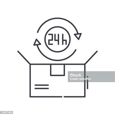 24 시간 서비스 이미지 아이콘 선형 절연 일러스트레이션 얇은 선 벡터 웹 디자인 기호 흰색 배경에 편집 가능한 스트로크와 개요