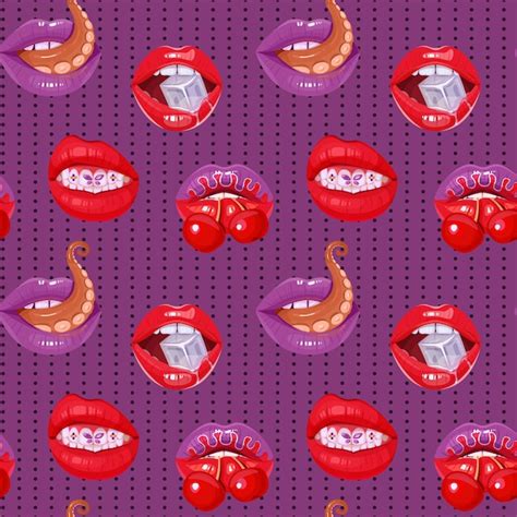 Premium Vector Seamless Pattern With Sexy Lips And Polka Dote