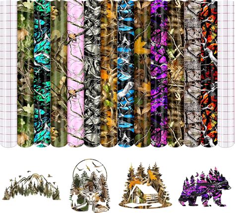 Htvstd Camo Leaves Permanent Vinyl 12 Sheets 12x10