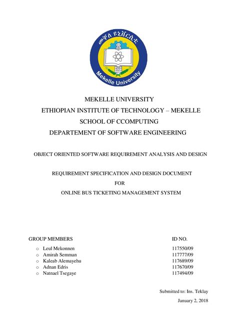 Online Bus Ticketing System Exercises Object Oriented Analysis And Design Docsity