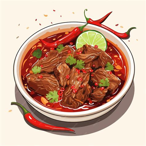 Premium Vector Spicy Birria De Chivo Goat Stew With Chilies And Lime