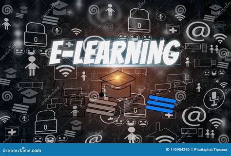 E Learning And Online Education With Icons Social Media On Black