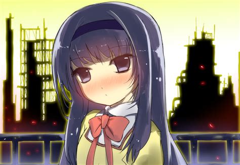 Akemihomura Blackhair Blush Close Headband Jpegartifacts Longhair Mahoushoujomadokamagica