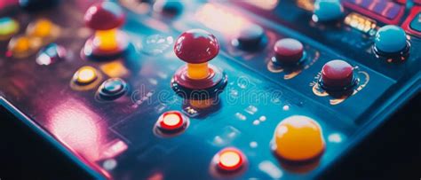 Retro Arcade Fun Closeup Of A Vibrant Game Control Panel With Colorful Joysticks And Buttons