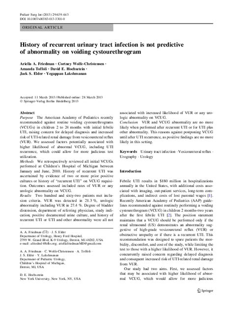 Pdf History Of Recurrent Urinary Tract Infection Is Not Predictive Of