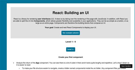 react building an ui codesandbox