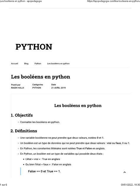 les booléens en python apcpedagogie pdf