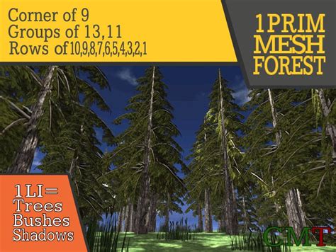 Second Life Marketplace 1 Prim Mesh Pine Tree Forests 1li Mesh