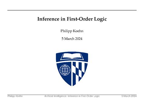Lecture Inference In First Order Logic Inference In First Order Logic
