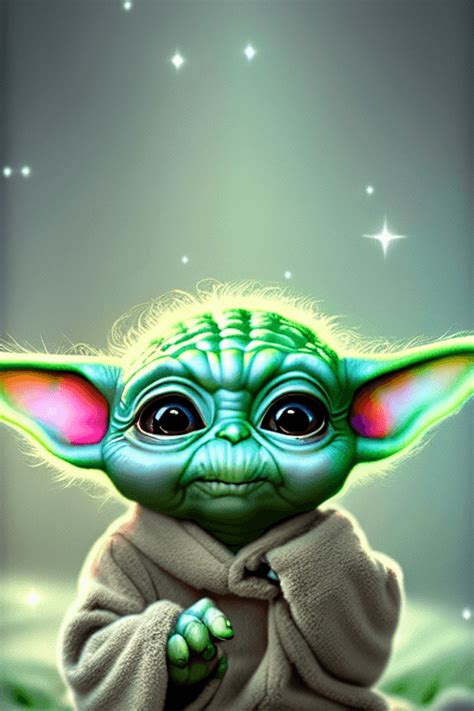 Whimsical Ultra Cute Baby Yoda In Fairytale Landscape Creative Fabrica