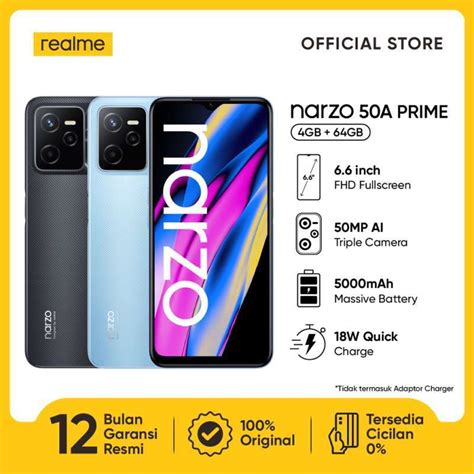 Jual Realme Narzo 50A Prime 4GB 64GB 5000mAh Massive Battery 18W