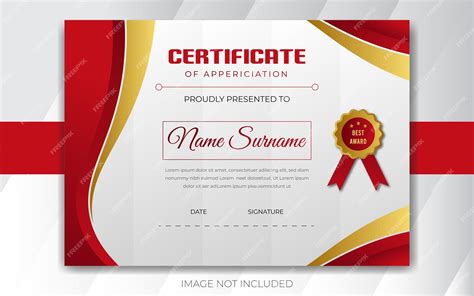 Premium Vector Certificate Template In Red And Golden