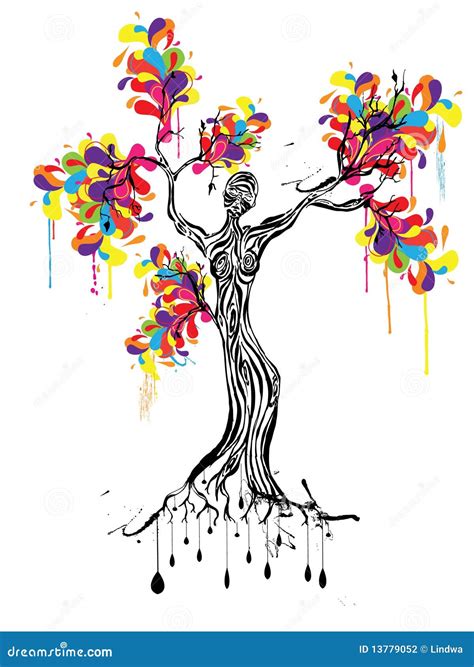 Colorful Tree With Women Silhouette Stock Vector Illustration Of Abstract Genealogy 13779052
