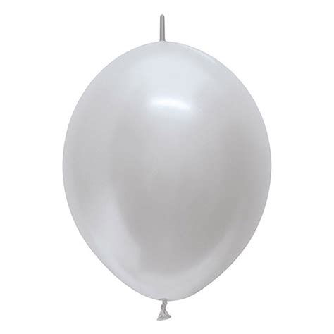 12 Sempertex Link O Loon Metallic Silver Latex Balloons