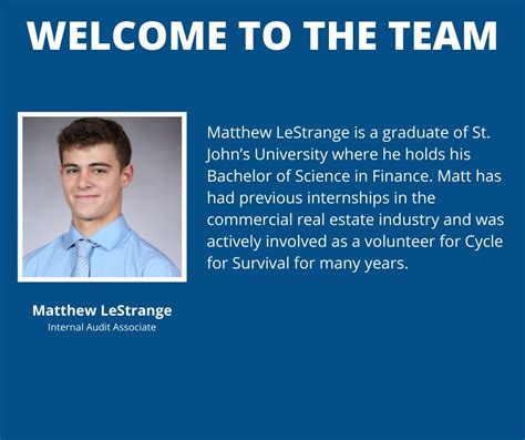 Welcome To The Team Matthew Lestrange Dla Llc