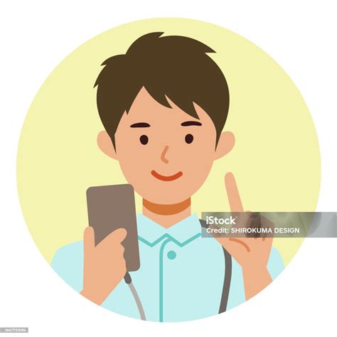 일하는 간호사 남자 헬스케어 Conceptman 만화 캐릭터입니다 사람들은 프로필 아바타 및 아이콘에 얼굴을 맞춥니다 스마트폰을