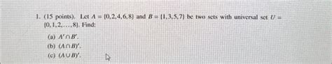 Solved 1 15 Points Let A 02468 And B 1357 Be