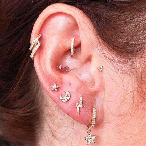 Ear Curation On Instagram Double Upper Helix Rook Conch Tragus