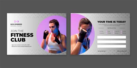 모던한 기능성 퍼스널 트레이너 엽서 무료 벡터