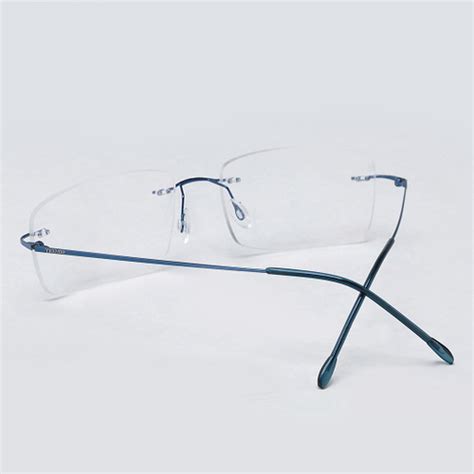 Armação Óculos Masculino Sem Aro Titanium Balgriff Quadrado Azul Tremix