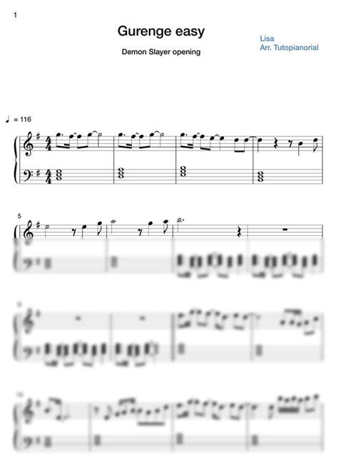 악보 귀멸의 칼날 Ost 紅蓮華 홍련화 쉬운 악보 By 튜토피아노리얼