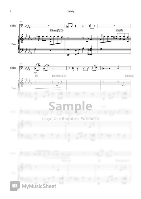 Sam Smith Unholy Piano And Cello Sheets By Vesislava Todorova
