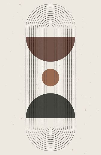 보호 배경 추상적인 보헤미안 아치와 기하학적 모양 실내 장식을 위한 현대적인 포스터 미니멀리스트 스타일 자연 색상 수직 배너 표지 또는 소셜 미디어 게시물 벡터 그림