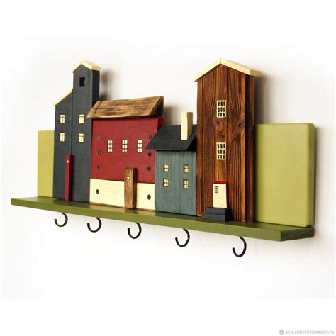 Купить Ключница вешалка из дерева Норвежская сказка Ключница панно Крючки Вешалка панно