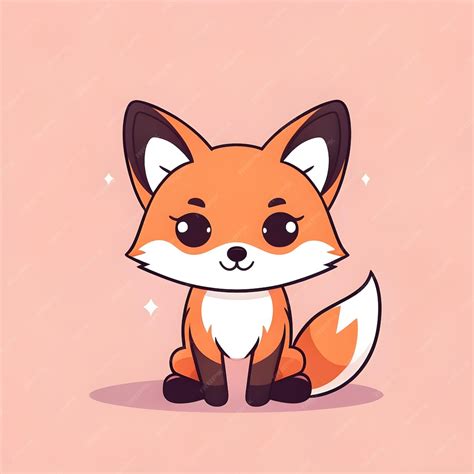 Premium Photo Cute Kawaii Fox Vector Clipart Icon Cartoon Character