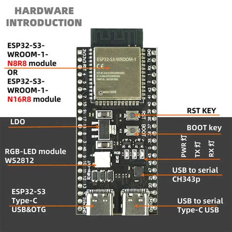Development Esp32 S3 Board 24g Wifi Module For Arduino Esp Idf Esp32 S3 Wroom 1 N8r2 N16r8