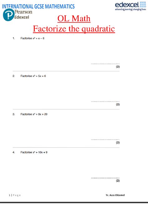 Factorize The Quadratic Biology Factorize The Quadratic Factorize