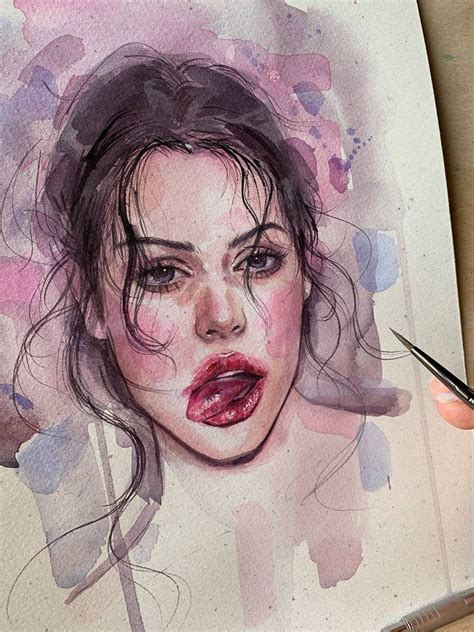 Sexy Woman Portrait Watercolor Art Watercolor Painting Etsy