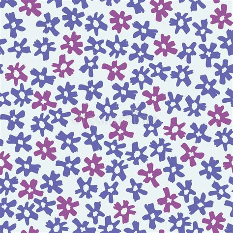 Seamless Pattern With Hand Drawn Periwinkle Flowers Small Pattern On