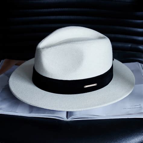 New Autumn And Winter White Woolen Top Hat For Men And Women With Big