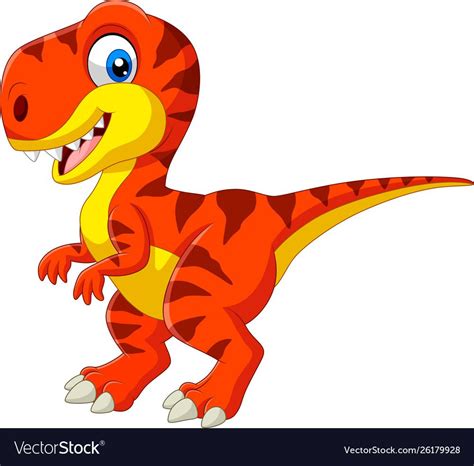A Cartoon Dinosaur With Big Blue Eyes And Orange Stripes On Its Body