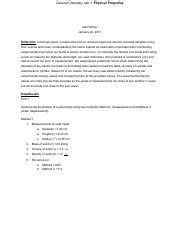 Lab Physical Properties January Pdf General Chemistry Lab Physical Properties Lab