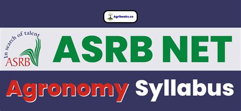 Asrb Net Agronomy Syllabus Agribooks Agri Books