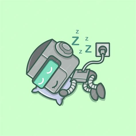 Premium Vector Cute Cartoon Robot Sleeping Charging