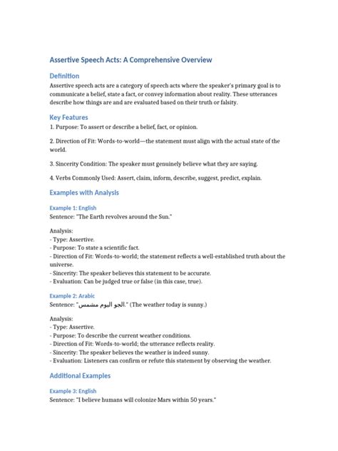 Understanding Assertive Speech Acts Pdf Truth Linguistics