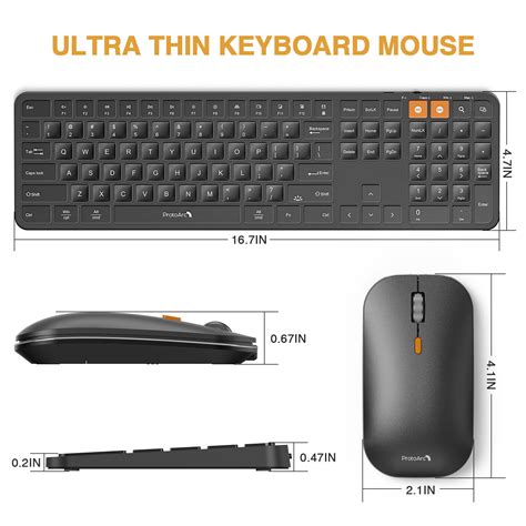 Protoarc Km100 Backlit Wireless Keyboard And Mouse Combo Compatible With Mac Windows Usb