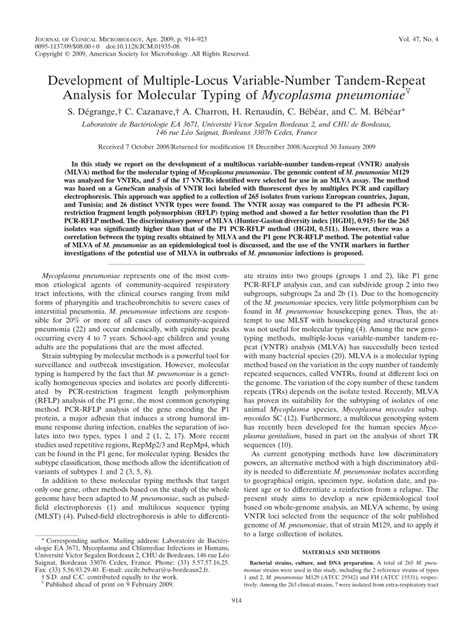 pdf development of multiple locus variable number tandem repeat