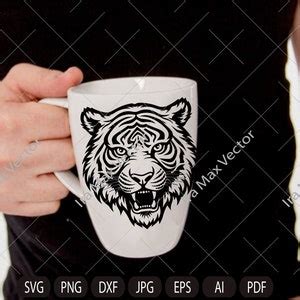 Angry Tiger Roaring Face Outline Clipart SVG Tiger Head Svg Tiger
