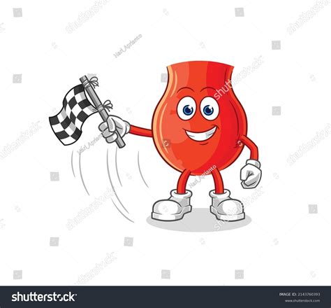 Uvula Hold Finish Flag Cartoon Mascot Stock Vector Royalty Free